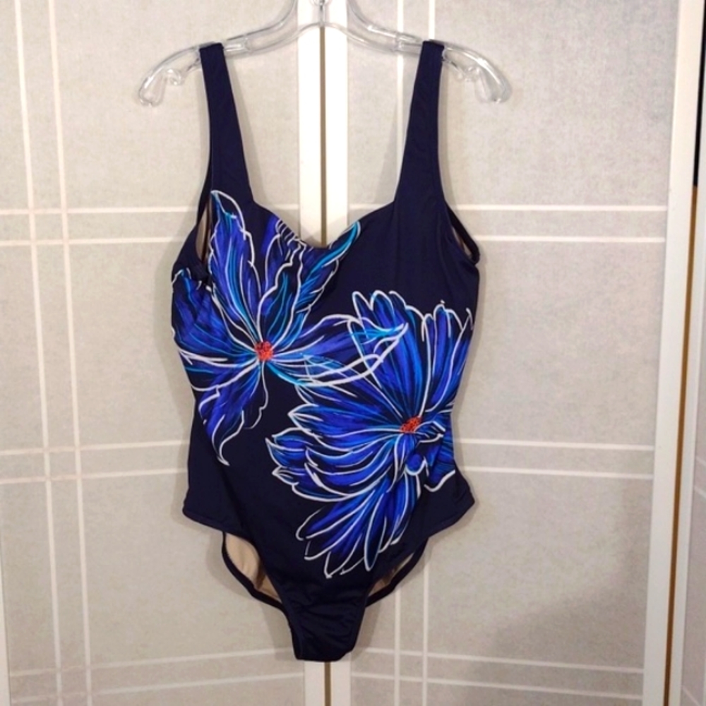 Swimsuit Navy With Blue Flowers 20 - Gem